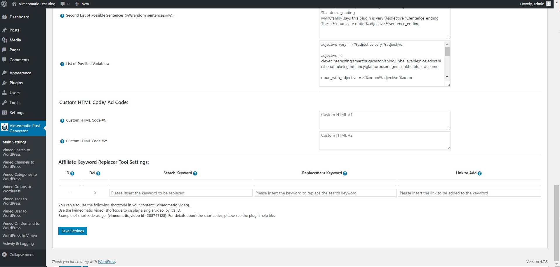 Vimeomatic Automatic Post Generator and Vimeo Auto Poster Plugin for WordPress by CodeRevolution